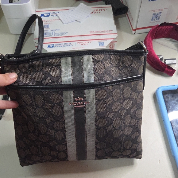 Coach | Bags | Coach Signature Black And Gray Messenger Bag | Poshmark